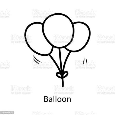 풍선 벡터 개요 아이콘 디자인 그림입니다 파티 및 흰색 배경에 축하 기호 Eps 10 파일 공기 주입에 대한 스톡 벡터 아트 및 기타 이미지 Istock