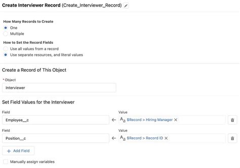 build an automation for creating interviewer records salesforce