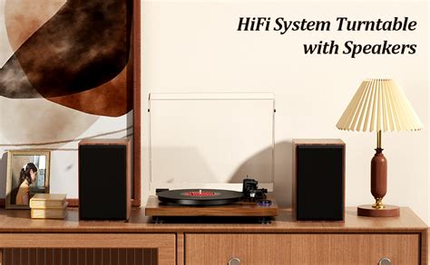 Bluetooth Record Player Wireless Turntable HiFi System Wooden Bluetooth Turntable Converter With