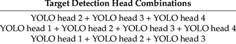 Target Detection Head Combinations Involved In The Experiment