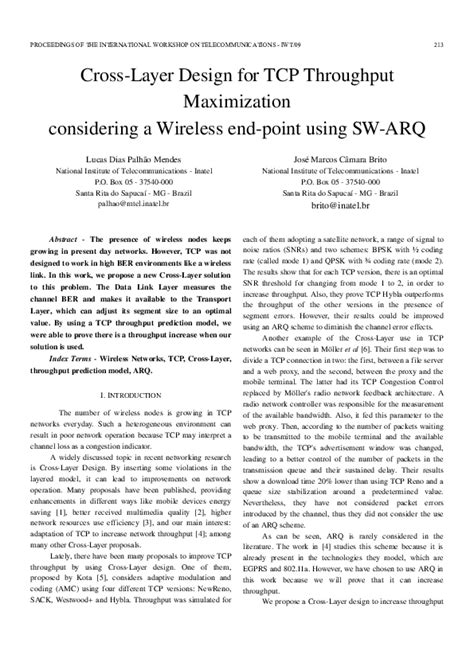 Pdf Cross Layer Design For Tcp Throughput Maximization Considering A