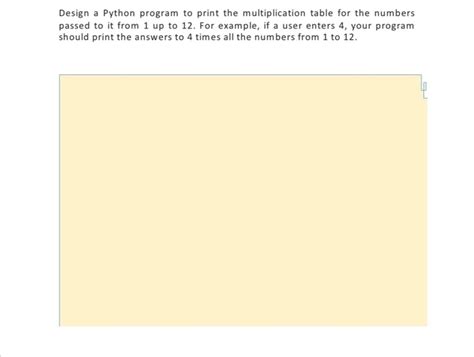 Solved Design A Python Program To Print The Multiplication Chegg