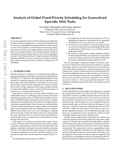 Pdf Analysis Of Global Fixed Priority Scheduling For Generalized