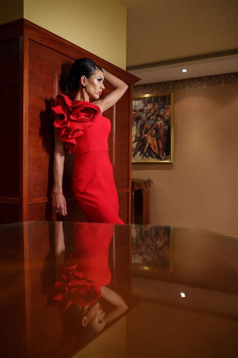무료 사진 글 래 머 포즈 박물관 예쁜 소녀 빨간색 드레스 패션 모델 소녀 사람