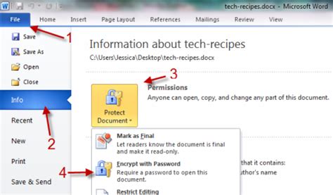 Office 2010 Set Or Remove A Documents Password