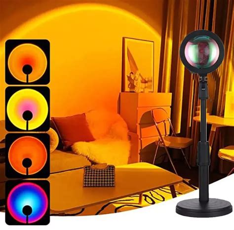 선셋 램프 프로젝션 led 조명 원격 16 색 야간 조명 360 ° 회전 레인보우 조명 사진용 4 가지 모드 설정 실내 조명
