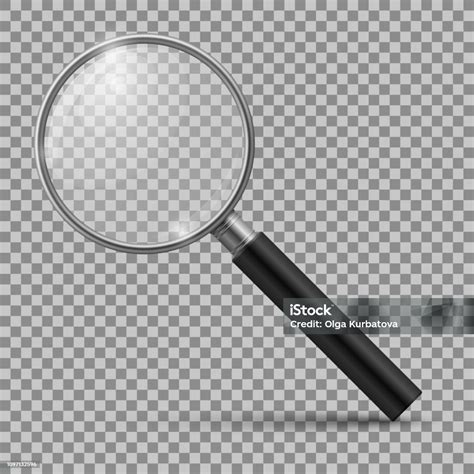 현실적인 돋보기 유리입니다 배율 줌 루 페 감시 현미경 렌즈 확대 고립 된 탐정 도구 이랑 돋보기 광학 기기에 대한 스톡 벡터 아트 및 기타 이미지 Istock