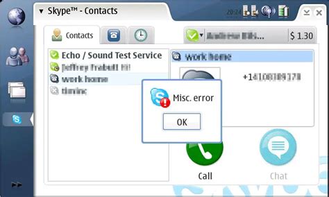 Skype Contacts Error While Trying To Make A Call