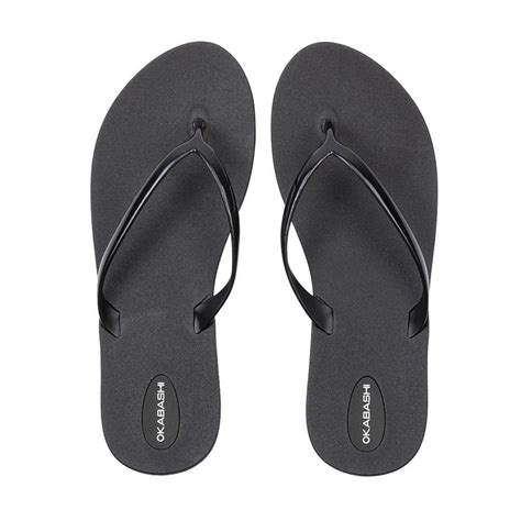 Okabashi Shoreline Slim Womens Flip Flops Black Black 6