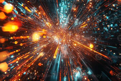 Dynamic Light Trails Create Abstract Concept Of Modular Technology And