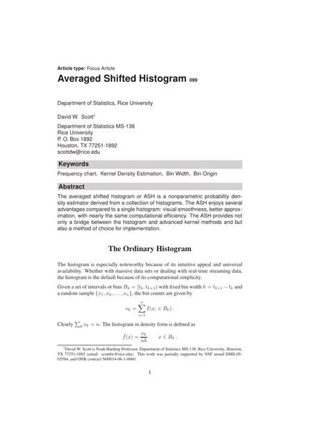 Pdf Averaged Shifted Histogram