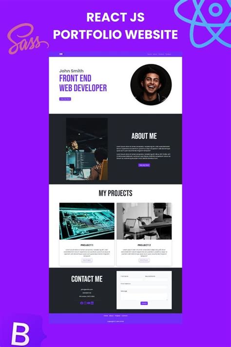 react js portfolio website tutorial responsive bootstrap 5 and sass web
