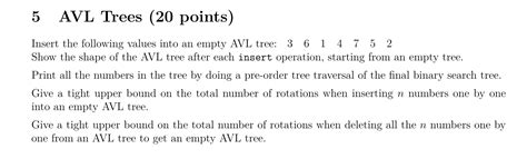 solved 5 avl avl trees 20 points insert the following