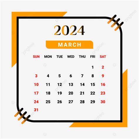 2024 年 3 月黑色和黃色月曆 向量 月曆 日曆 2024 年 3 月向量圖案素材免費下載，png，eps和ai素材下載 Pngtree