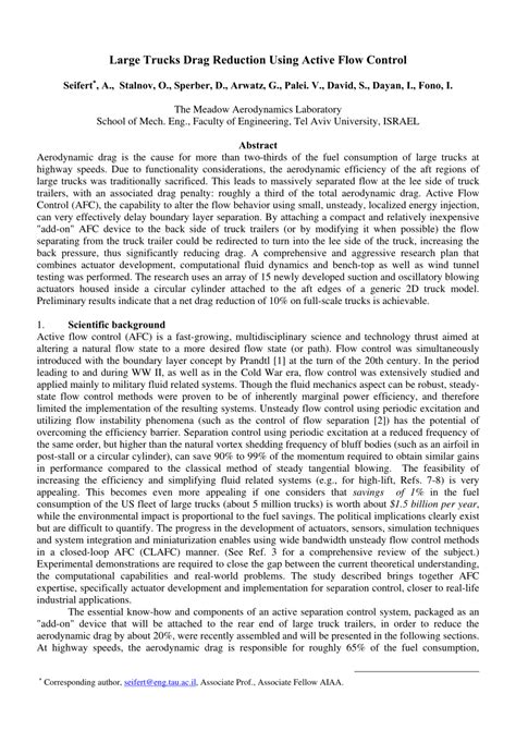 Pdf Large Trucks Drag Reduction Using Active Flow Control