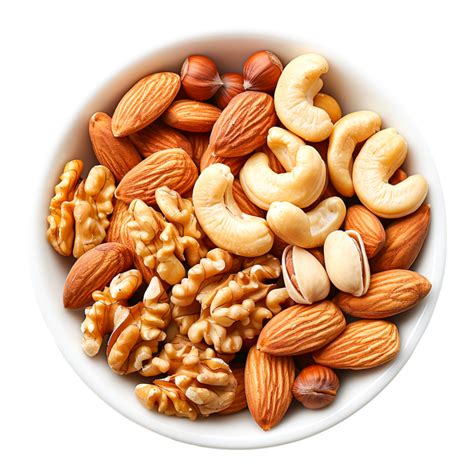Assorted Nuts In White Bowl For Healthy Snacking 50756443 Png