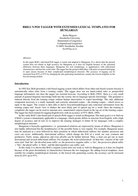 pdf brill s pos tagger with extended lexical templates for hungarian