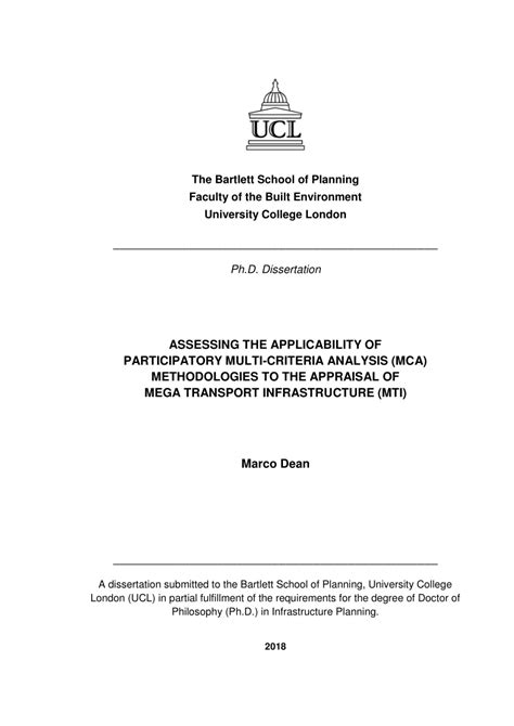 Pdf Assessing The Applicability Of Participatory Multi Criteria Analysis Mca Methodologies
