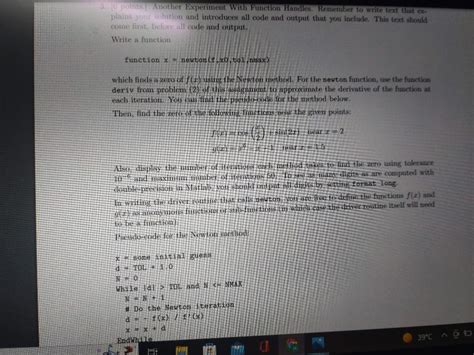 Solved Another Experiment With Function Handles Remember To