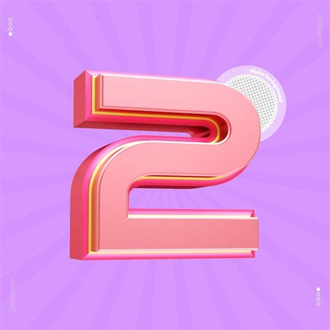 Premium Psd 3d Render Number 2 Font Pink
