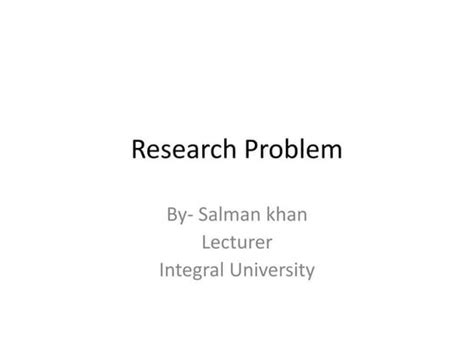 A Research Problem Pptx