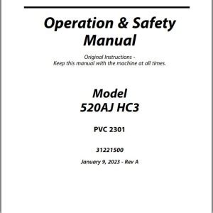 Jlg 520aj Hc3 Pvc 2301 Operation Safety Manual 31221500