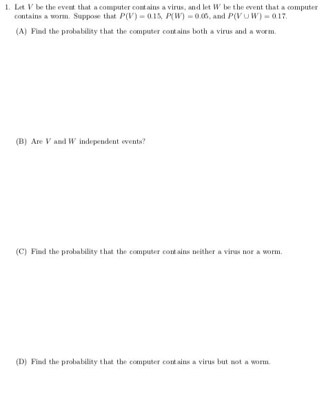 solved 1 let v be the event that a computer contains a