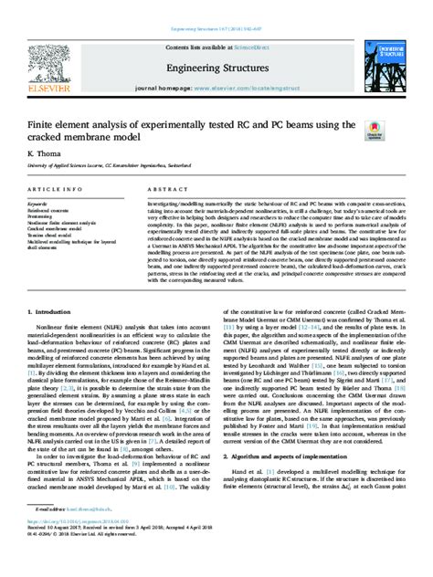 pdf finite element analysis of experimentally tested rc and pc beams