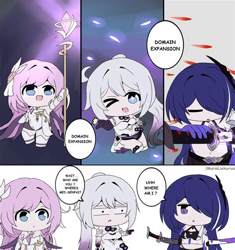 Acheron Kiana Kaslana Elysia Elysia And Kiana Kaslana Honkai And More Drawn By Marin