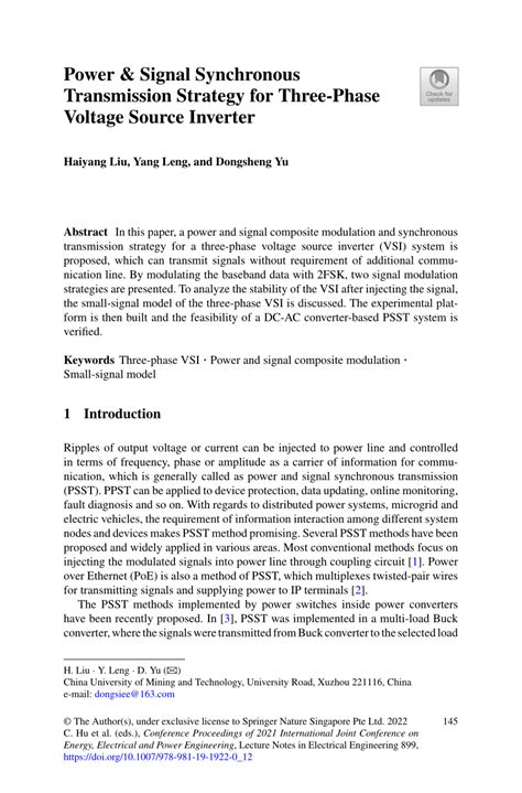 pdf power and signal synchronous transmission strategy for three phase