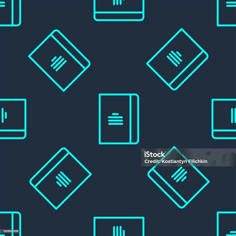 녹색 라인 노트북 아이콘 은 파란색 배경에 원활한 패턴을 격리 나선형 메모장 아이콘입니다 학교 노트북 패드를 작성합니다 학교 일기 벡터 일러스트레이션 0명에 대한 스톡 벡터