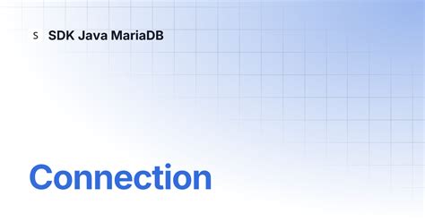 connection sdk java mariadb