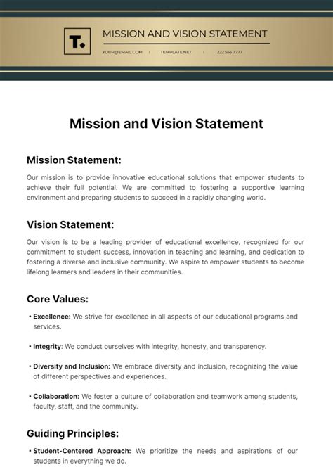 Free Mission And Vision Statement Template To Edit Online