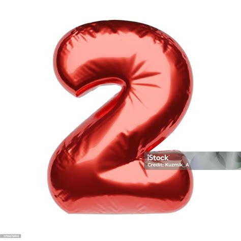 흰색 배경에 고립 된 빨간색 풍선으로 만든 번호 2 3d 일러스트레이션 풍선에 대한 스톡 사진 및 기타 이미지 풍선 헬륨 풍선 단일 객체 Istock