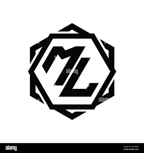 Ml Logo Monogram Hexagon Shape With Geometric Abstract Isolated Outline Design Template Stock