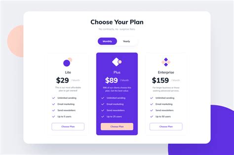 Pricing Plan Ui Design Template Place