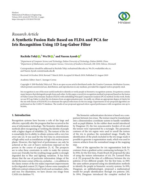 Pdf A Synthetic Fusion Rule Based On Flda And Pca For Iris