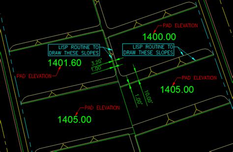 Lisp Routine To Draw Slopes Based On Pad Elevations Autodesk Community