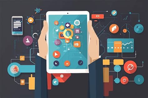 Premium Photo Mobile App Development Concept Hands Holding Tablet