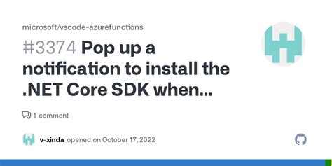pop up a notification to install the core sdk when creating a