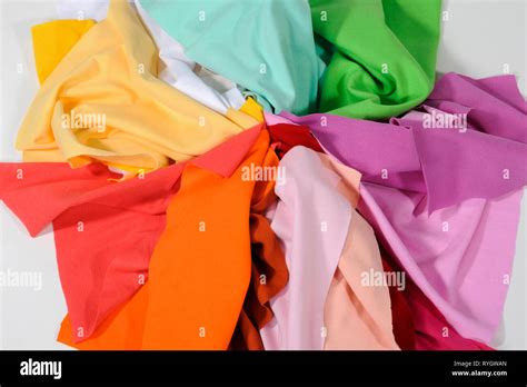 Samples Of Sewing Fabric Of Different Colors Stock Photo Alamy