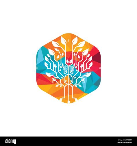 Tech Tree Vector Logo Design Template Connecting Network Tree Icon Logo Stock Vector Image