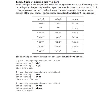 Solved Task String Comparison With Wild Card Write A Chegg