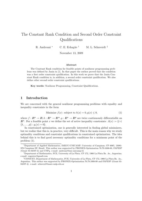 Pdf Constant Rank Condition And Second Order Constraint Qualification