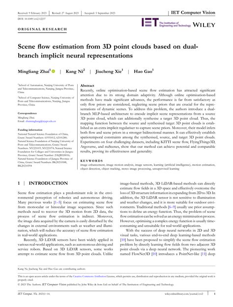 Pdf Scene Flow Estimation From 3d Point Clouds Based On Dual‐branch
