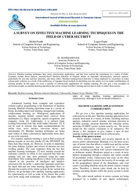 Pdf A Survey On Effective Machine Learning Techniques In The Field Of