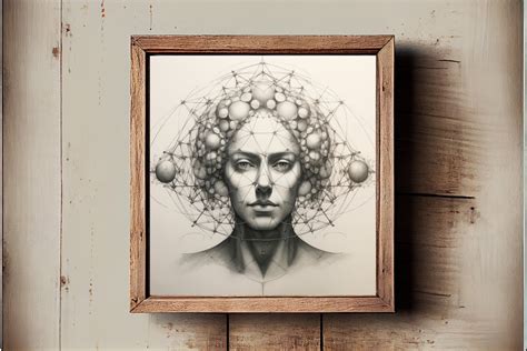 Art Deco Printable Poster Neural Mesh Network Sacred Queen Geometry