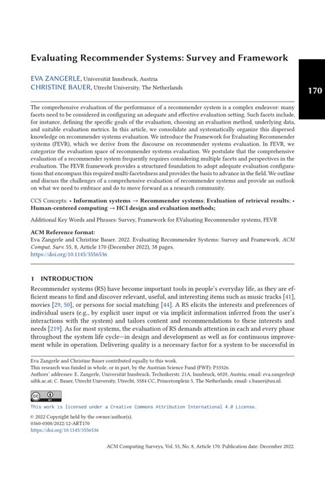 Pdf Evaluating Recommender Systems Survey And Framework