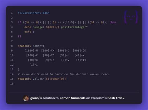 glennj s solution for roman numerals in bash on exercism