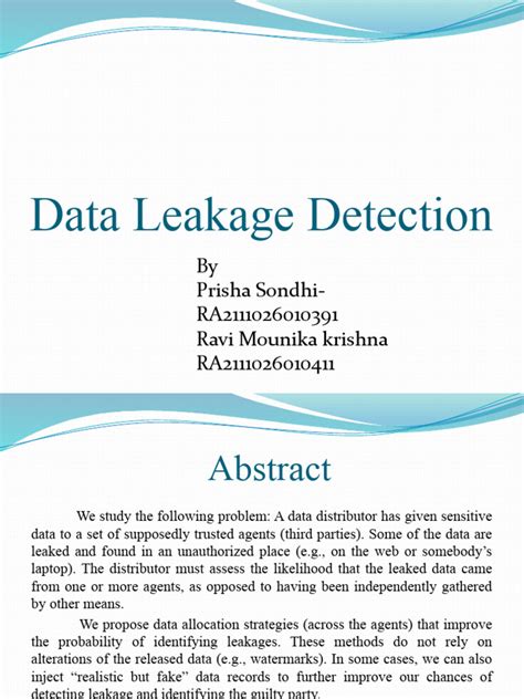 Data Leakage Detection Pdf Databases Information Technology